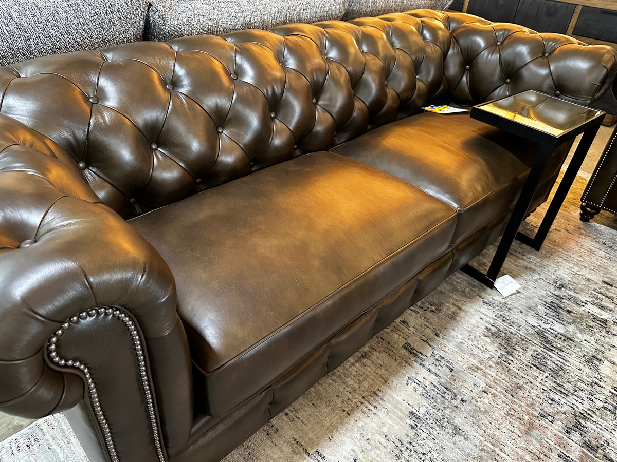 Chesterfield Top Grian Leather Sofa — Urban Decor Warehouse